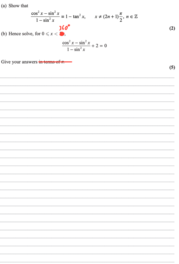 A-Level Maths Test | Trigonometry