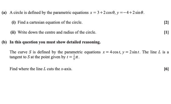 A-Level Maths Test | Parametric Equations | OCR A